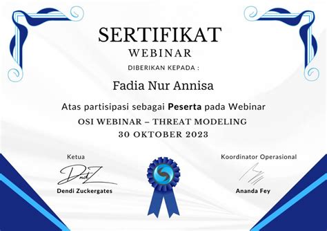 Fadia Nur Annisa On Linkedin Certificate Of Appreciation For Being A