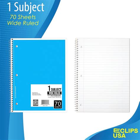Spiral Notebook Wide Ruled Notebooks 6 Pack 70 Sheets Single