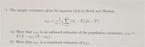 Solved The Sample Covariance Given By Equation In Chegg