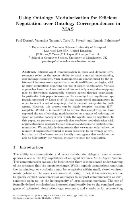 Pdf Using Ontology Modularization For Efficient Negotiation Over