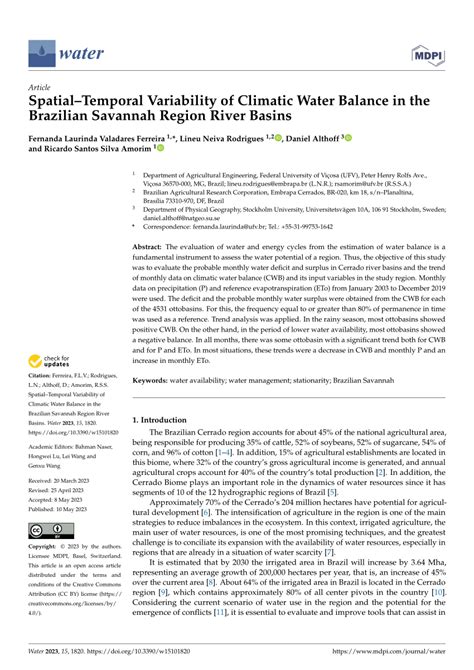 pdf spatial temporal variability of climatic water balance in the brazilian savannah region