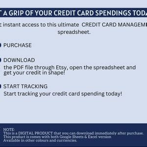 Credit Card Expense Tracker For Google Sheets Excel Credit Etsy