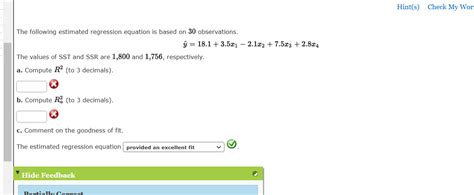 Solved The Following Estimated Regression Equation Is Based