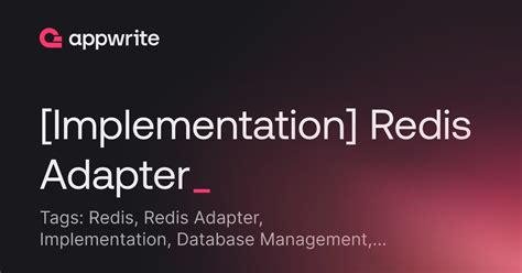 [implementation] redis adapter threads appwrite