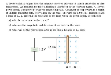 Solved A Device Called A Railgun Uses The Magnetic Force On
