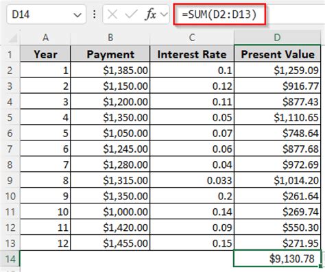 How To Calculate Present Value In Excel With Different Payments Excel