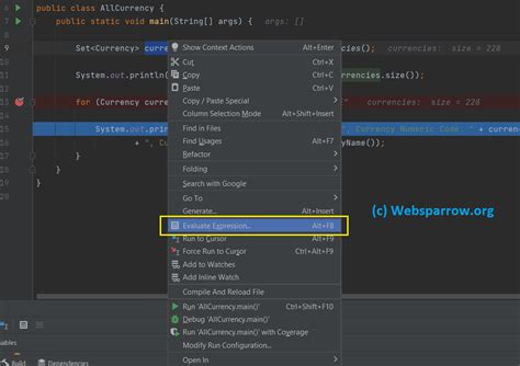 Shortcut Key To Evaluate Expressionvariable In Intellij Idea Websparrow