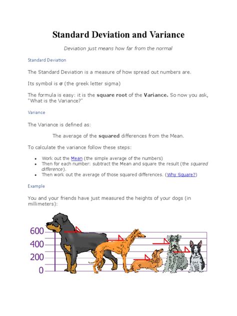 Standard Deviation And Variance Pdf Standard Deviation Variance