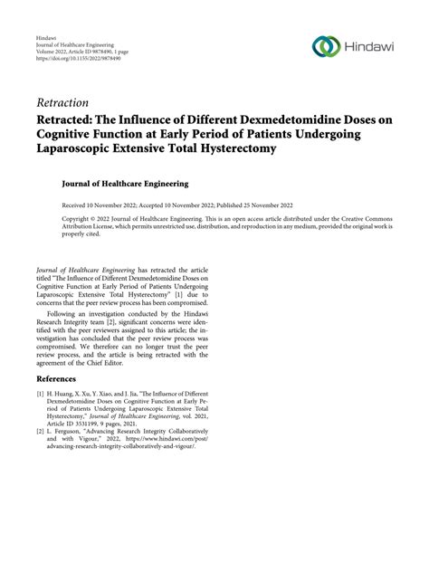 Pdf Retracted The Influence Of Different Dexmedetomidine Doses On
