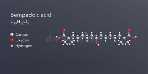 Bempedoic Acid Molecule 3d Rendering Flat Molecular Structure With Chemical Formula And Atoms