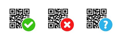 Qr 코드 제어 아이콘 확인 표시 십자가 및 물음표 벡터 일러스트 레이 션 프리미엄 벡터