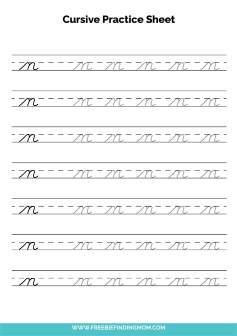 Free Printable Cursive Alphabet Practice Sheets Lowercase N