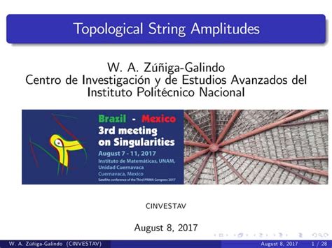 Topological String Amplitudes By W A Zúñiga Galindo Cinvestav Ppt