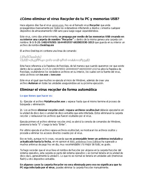 PDF Eliminar el virus recycler de forma automática DOKUMEN TIPS