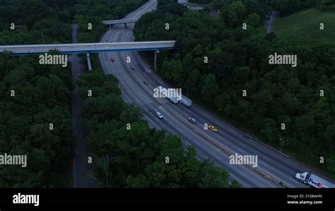 Heavy Traffic Flows Along I 95 As Night Falls With Headlights