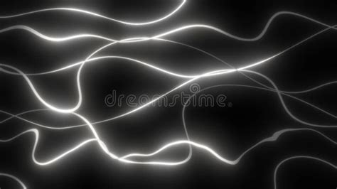 White Color Glowing Abstract Wavy Lines Abstract Design Loop Able Dark Geometrical Background