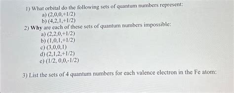 1 What Orbital Do The Following Sets Of Quantum