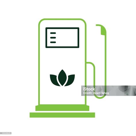 흰색 배경에 녹색 가스 충전 소 바이오 디젤 연료 펌프 B100 디스펜서 개념 벡터 아이콘 디자인 흰색 배경에 재생 가능하고 지속 가능한 전원 기호 0명에 대한 스톡 벡터