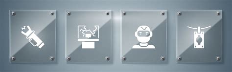 돈 세탁 도둑 마스크 깨진 창과 경찰 전기 충격기를 설정합니다 정사각형 유리 패널 벡터 0명에 대한 스톡 벡터 아트 및 기타 이미지 Istock