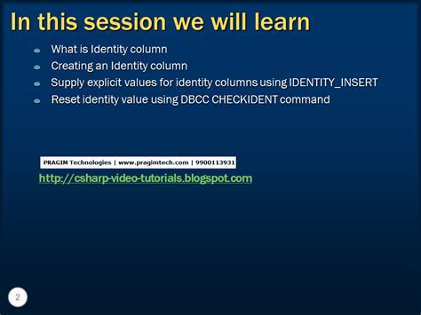 Sql Server Net And C Video Tutorial Part Identity Column
