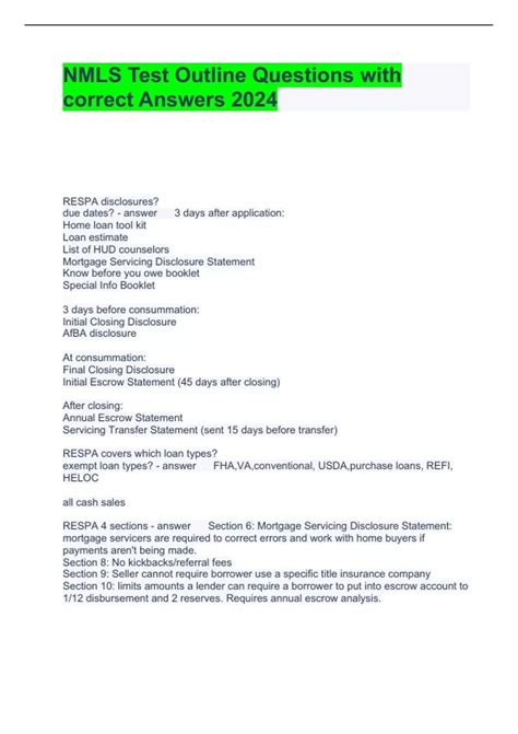 NMLS Test Outline Questions With Correct Answers AMLS Stuvia US