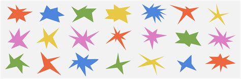 Set Of Abstract Playful Shape Retro Spiked Circle Stickers Bursting