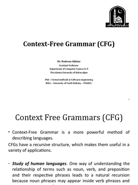 context free grammar cfg dr nadeem akhtar pdf computer science