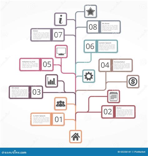 Tree Mindmap Timeline Process Infographics Template Background Cartoon Vector CartoonDealer