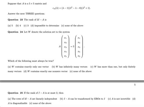 solved suppose that a is a 5 x 5 matrix and ca x 1