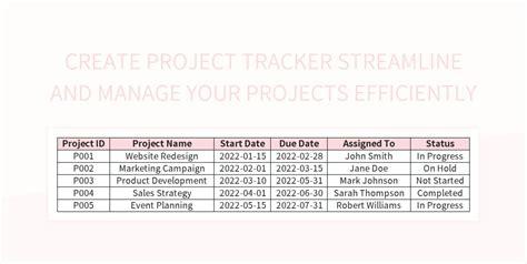 Create Project Tracker Streamline And Manage Your Projects Efficiently