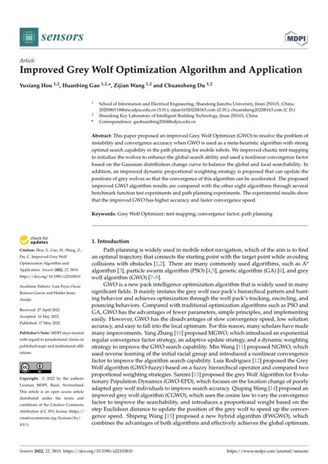 Pdf Improved Grey Wolf Optimization Algorithm And Application