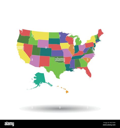 America map icon. Flat vector illustration. USA sign symbol with shadow ...