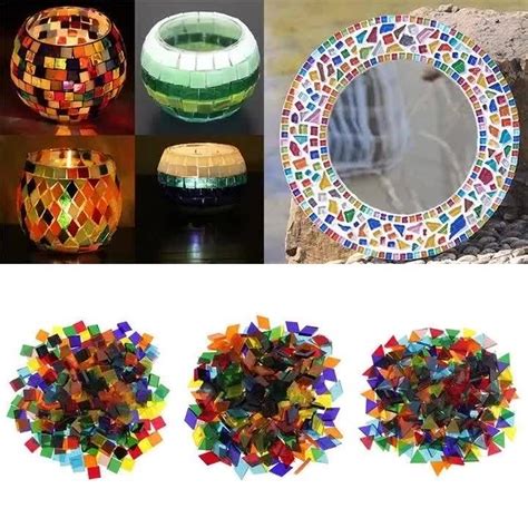 50กรัมถุงผสมสีสแควร์แก้วใสกระเบื้องโมเสคสำหรับงานฝีมือ Diy โมเสคทำเด็กปริศนาศิลปะหัตถกรรมใสหิน