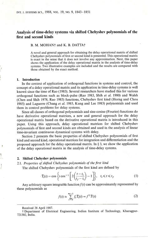 pdf analysis of time delay systems via shifted chebyshev polynomials