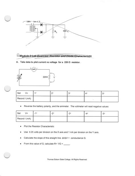 solved take data to plot current vs voltage for a 220 ohm