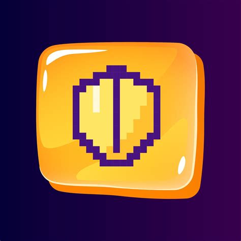 Shield Glossy Ui Button With Pixelated Color Icon Cyber Security Improvement Antivirus
