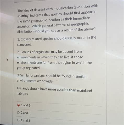 Solved The Idea Of Descent With Modification Evolution With