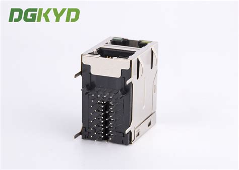 10 100 Base 2x1 Offset Magnetic Network Connector Stacked Rj45 Modular Jack