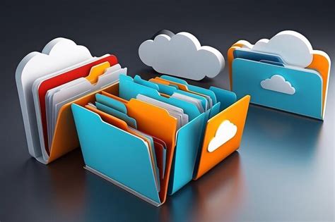 File Folders Document With Cloud Computing Technology Symbol Online