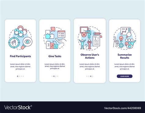 Usability Testing Plan Onboarding Mobile App Vector Image