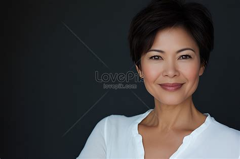 중년 아시아 여성 웃는