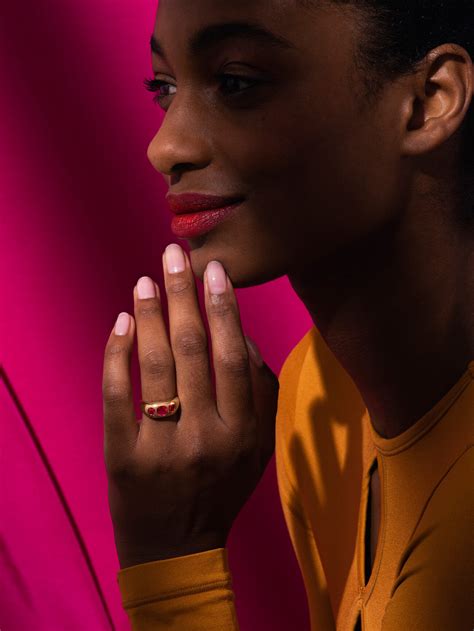 Aya X Gemfields Ruby Three Stone Ring Featuring Gemfields Mozambican