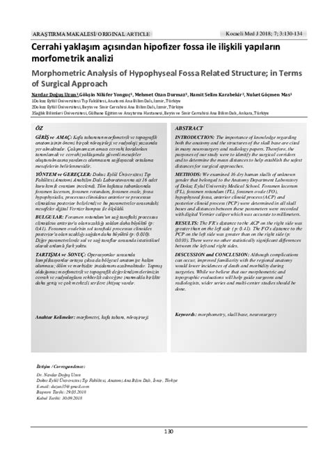 Pdf Morphometric Analysis Of Hypophyseal Fossa Related Structure In Terms Of Surgical Approach