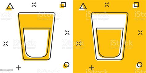코믹 스타일의 물 유리 아이콘 소다 유리 벡터 만화 일러스트 그림 액체 물 사업 개념 스플래시 효과 건강한 식생활에 대한 스톡