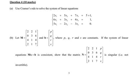 Solved A Use Cramers Rule To Solve The System Of Linear