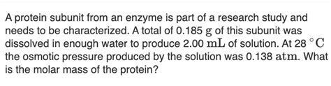 solved a protein subunit from an enzyme is part of a