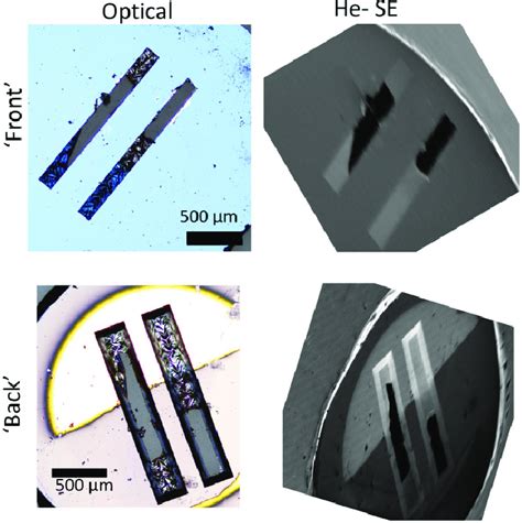 Optical Images Left Column And Helium Induced Se Images Right Download Scientific Diagram