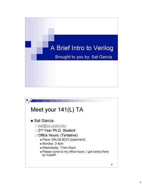 a brief introduction to the verilog lecture slides cse 141l docsity