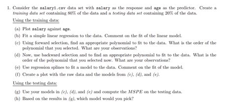 Solved Columns In The Salary Csv Dataset ID Year Age Chegg Com
