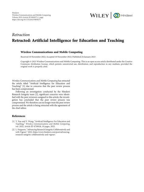 Pdf Retracted Artificial Intelligence For Education And Teaching